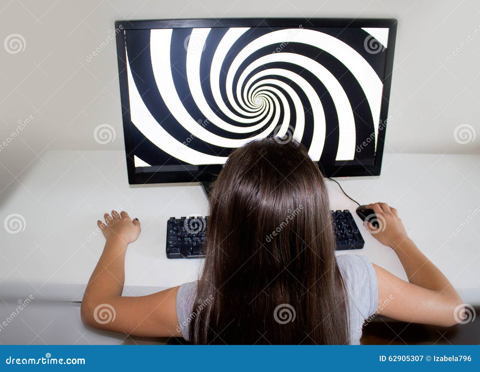 Little Girl Staring at Hypnosis Spiral on Her Computer. Stock Image ... Little Girl Staring at Hypnosis Spiral on Her Computer. Stock Image ...