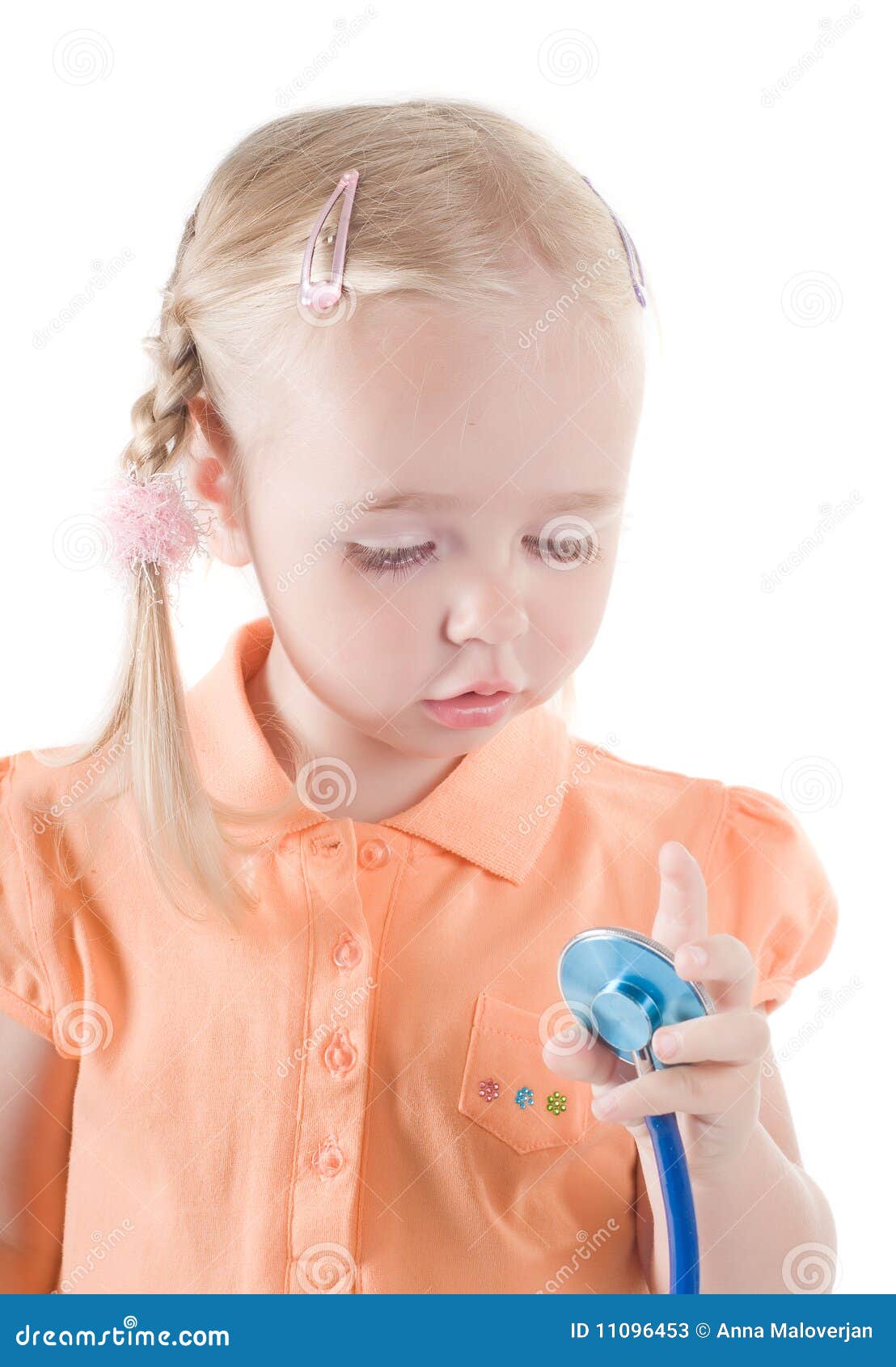 Little Girl with Sthetoscope Stock Image - Image of blue, girl: 11096453