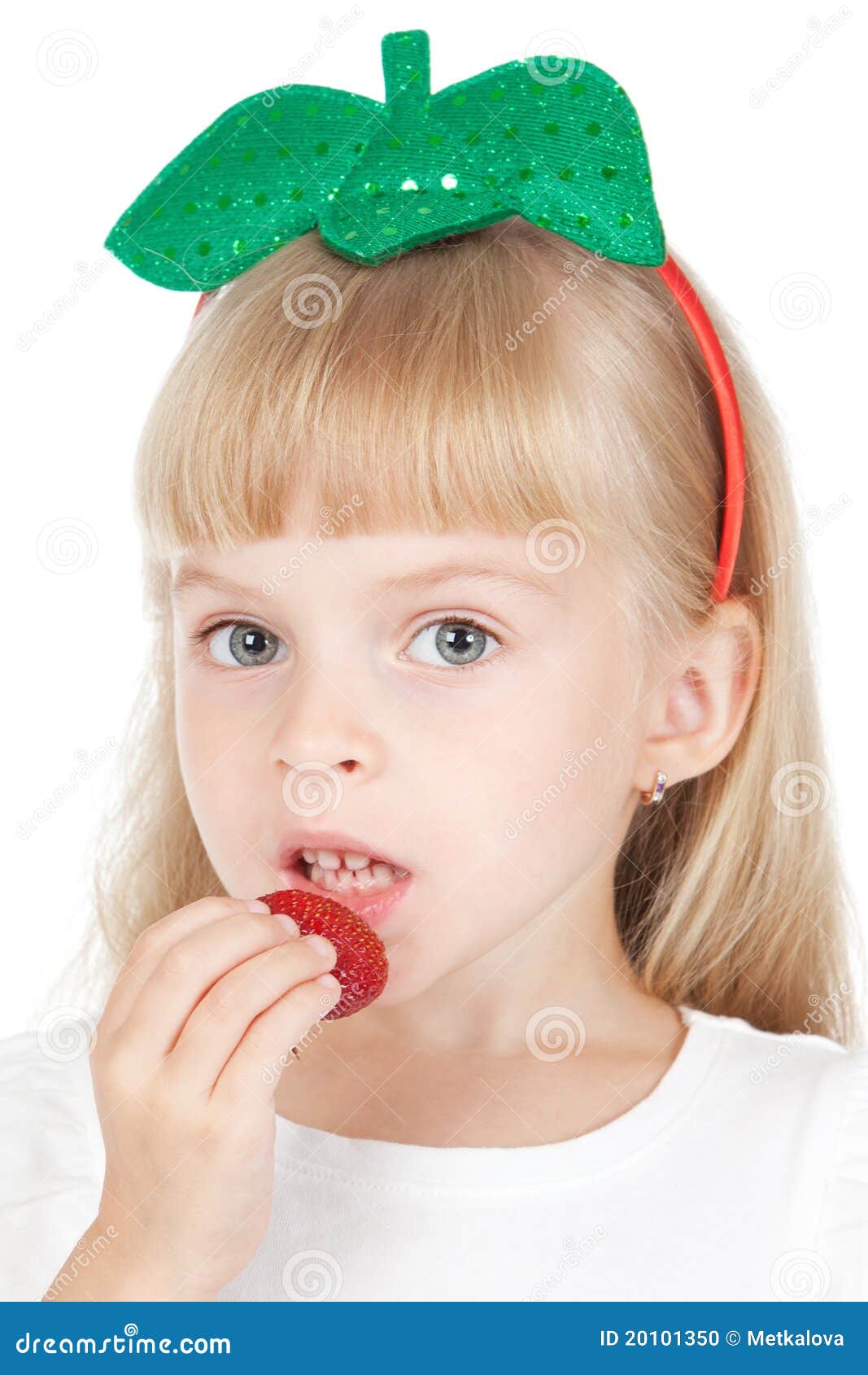 Little Girl with Strawberry Stock Photo - Image of cheerful ...
