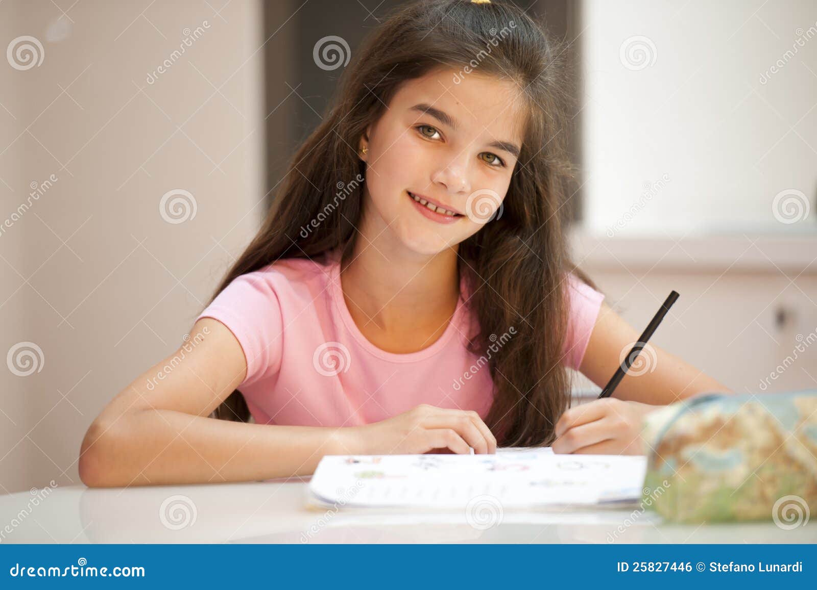 Little girl studying stock photo. Image of smile, homework - 25827446