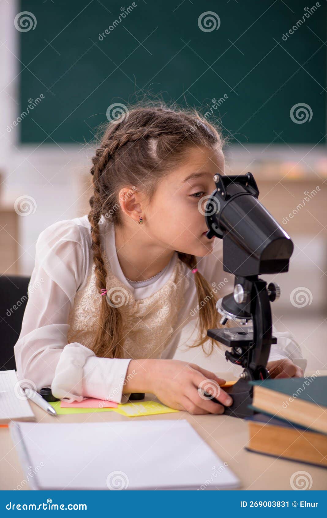 Small Girl Studying in the Classroom Stock Image - Image of chemistry ...