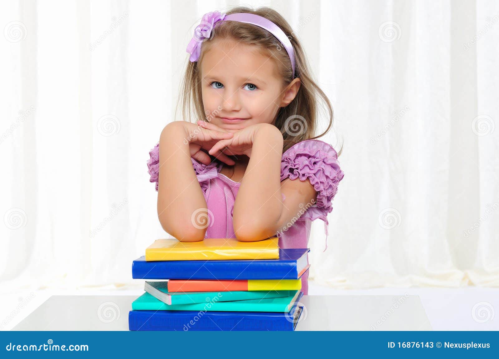 Little Girl is Studying Literature Stock Image - Image of family ...