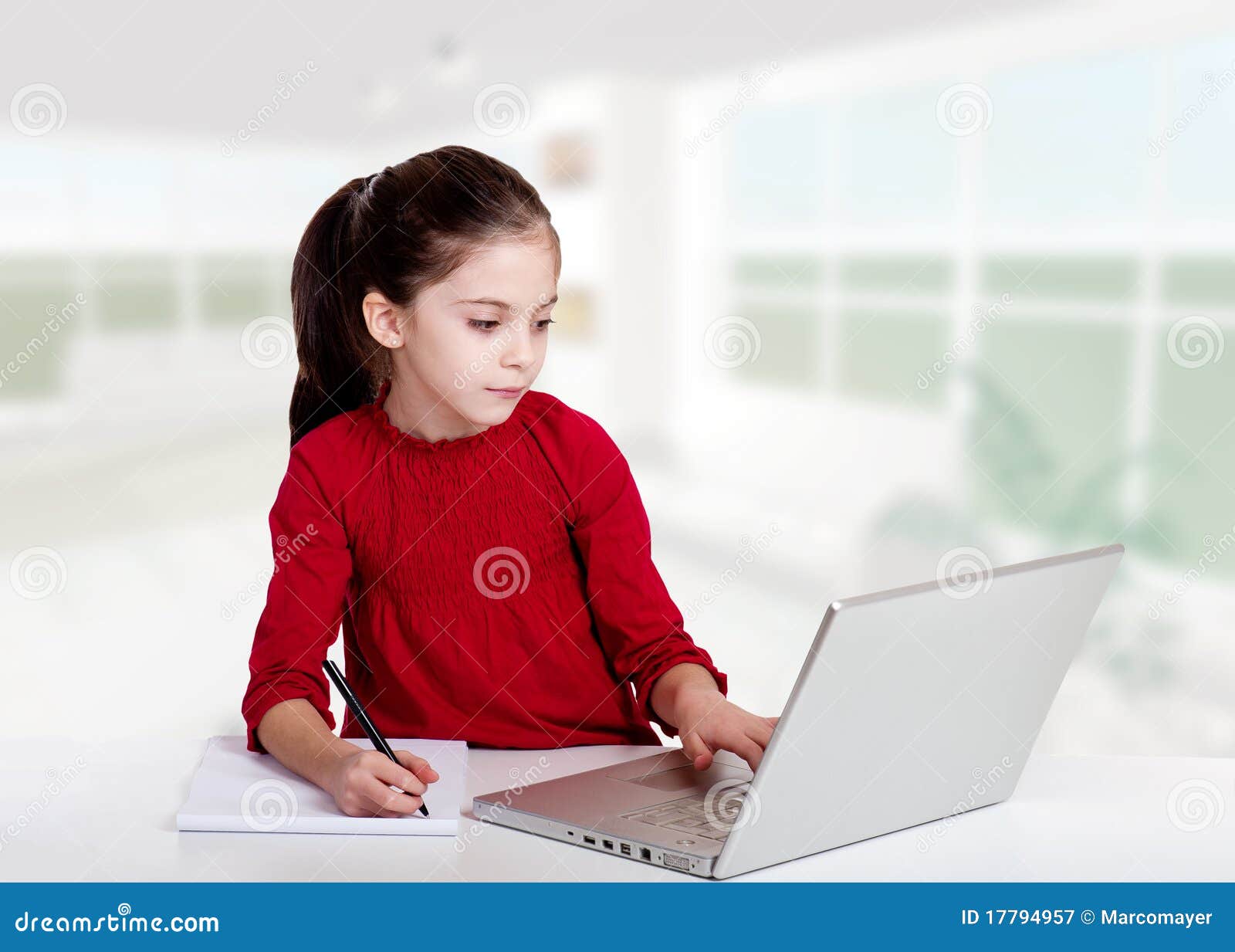 Little girl studyng stock image. Image of little, childhood - 17794957
