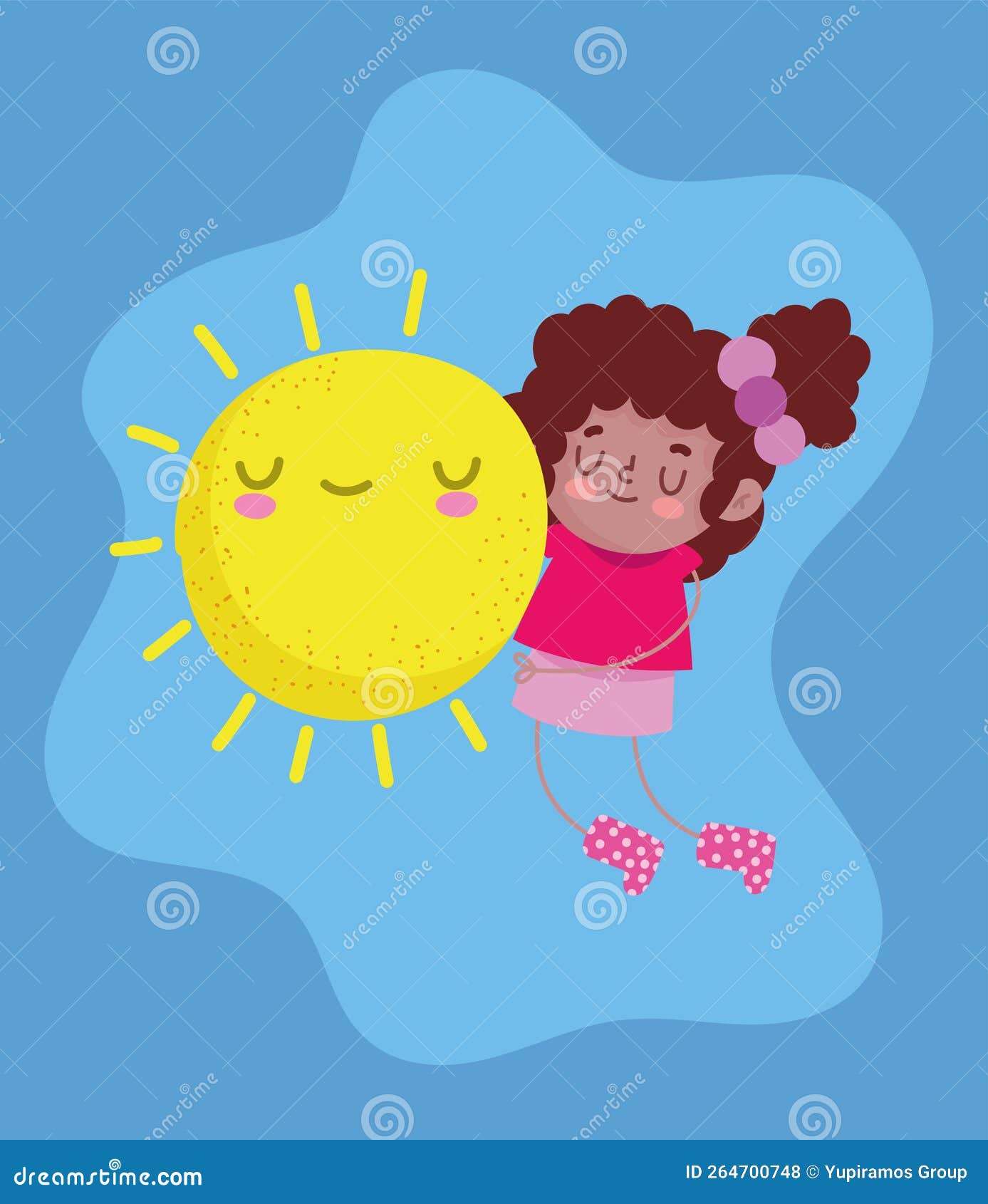 Little girl and sun stock vector. Illustration of play - 264700748