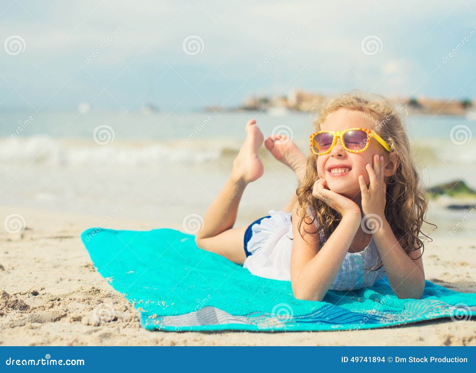 Little girl sunbathing. stock photo. Image of caucasian - 49741894