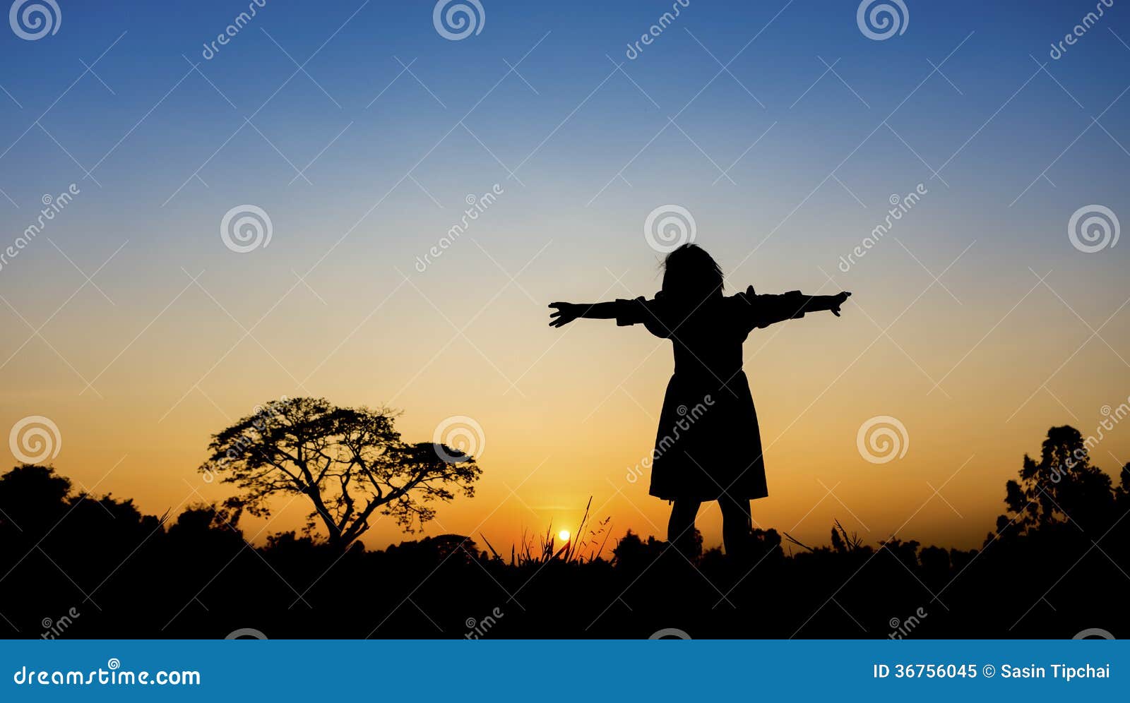 Little girl with sunset stock image. Image of fresh, freedom - 36756045