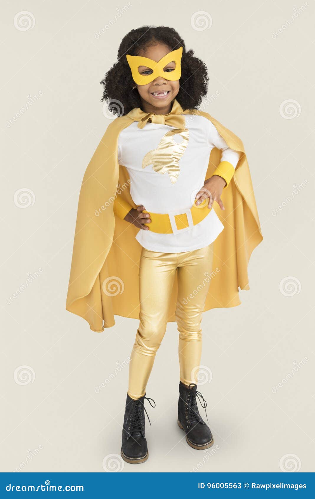 Little Girl Superhero Kid Pose Smile Studio Stock Photo | CartoonDealer ...