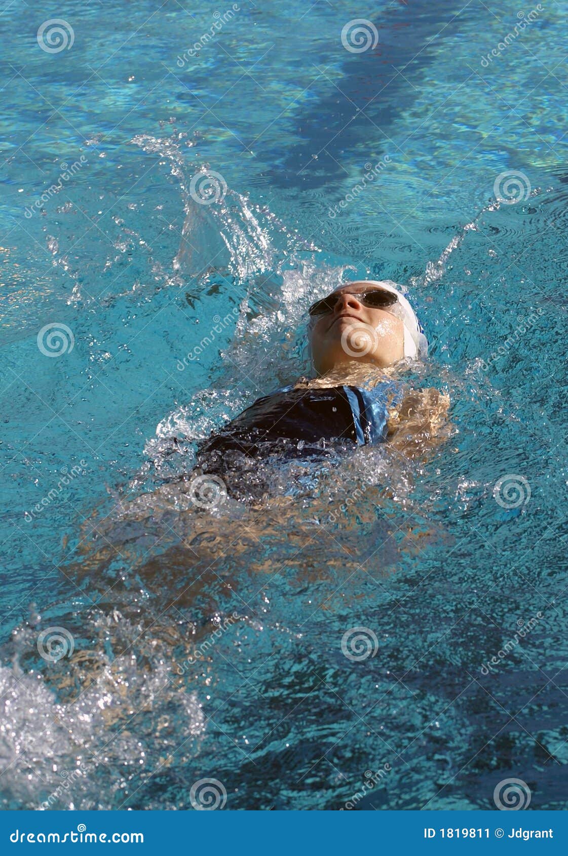 Girls Swimming Backstroke