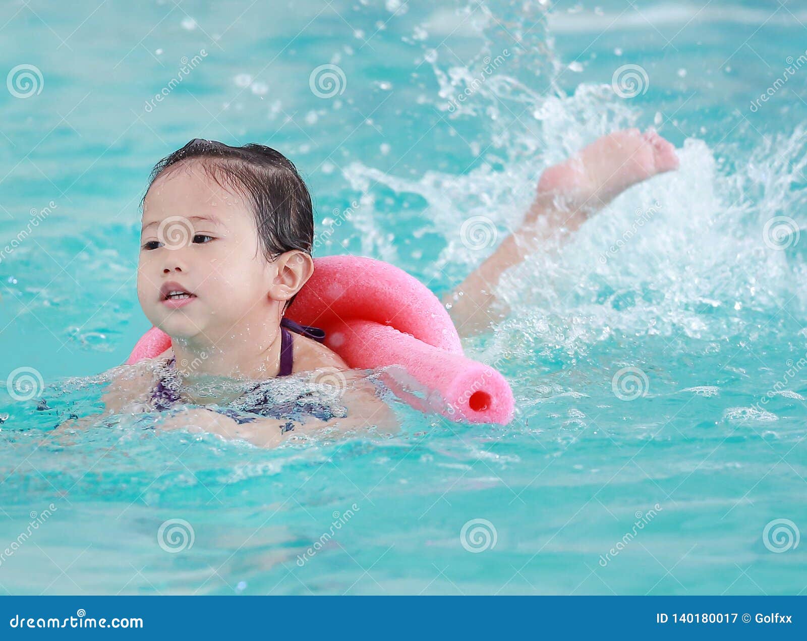 Little Girl in Swimming Pool Training Stock Image - Image of japanese ...