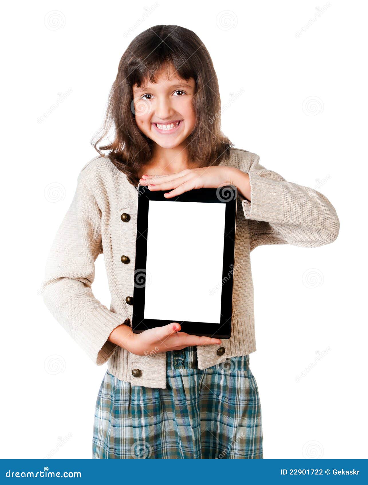 The Little Girl with the Tablet Stock Photo - Image of computer, human ...