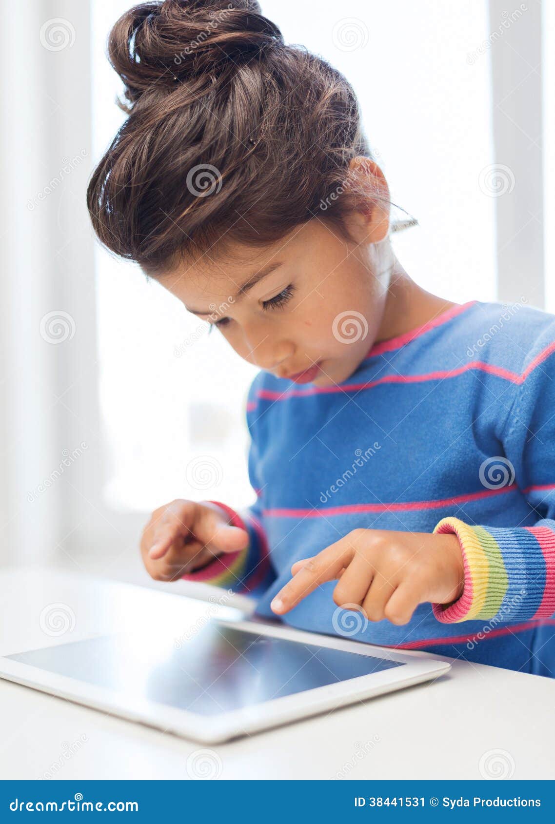 Little girl with tablet pc stock image. Image of asian - 38441531