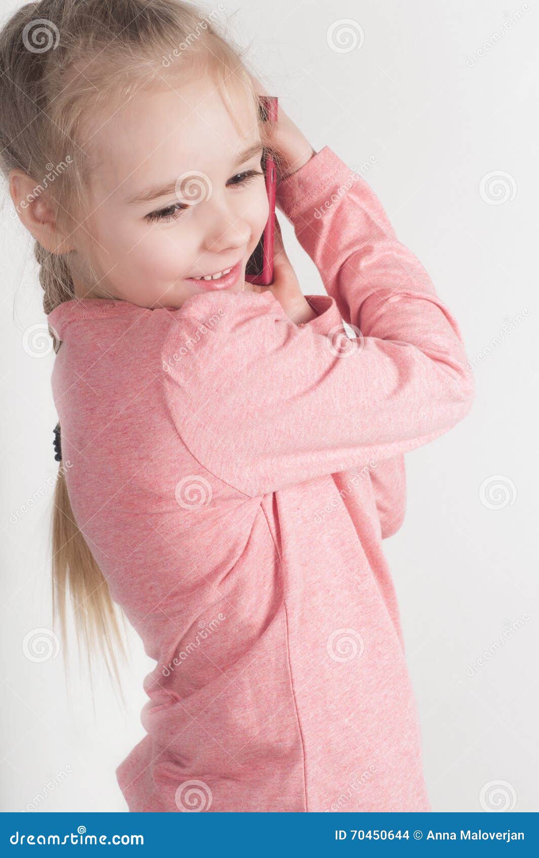 Little Girl Talking on Mobile Stock Photo - Image of mobile, white ...