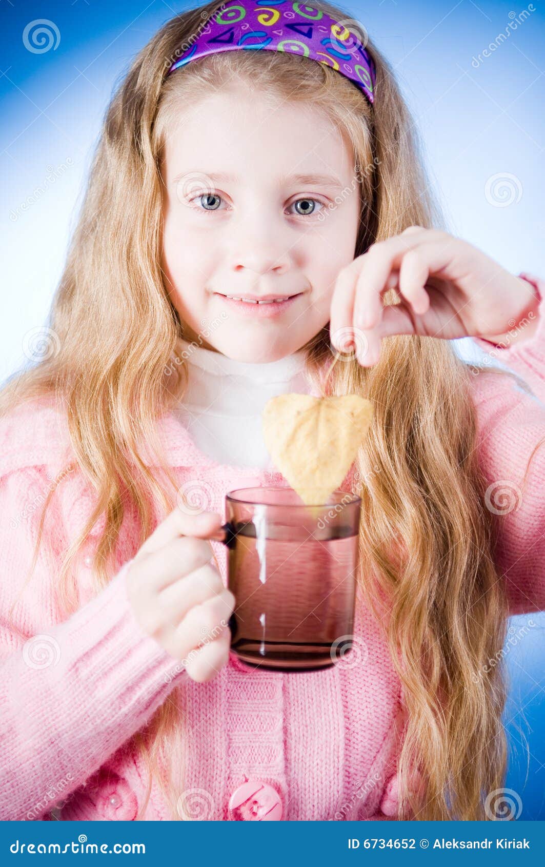 Little girl with tea cup stock photo. Image of isolated - 6734652