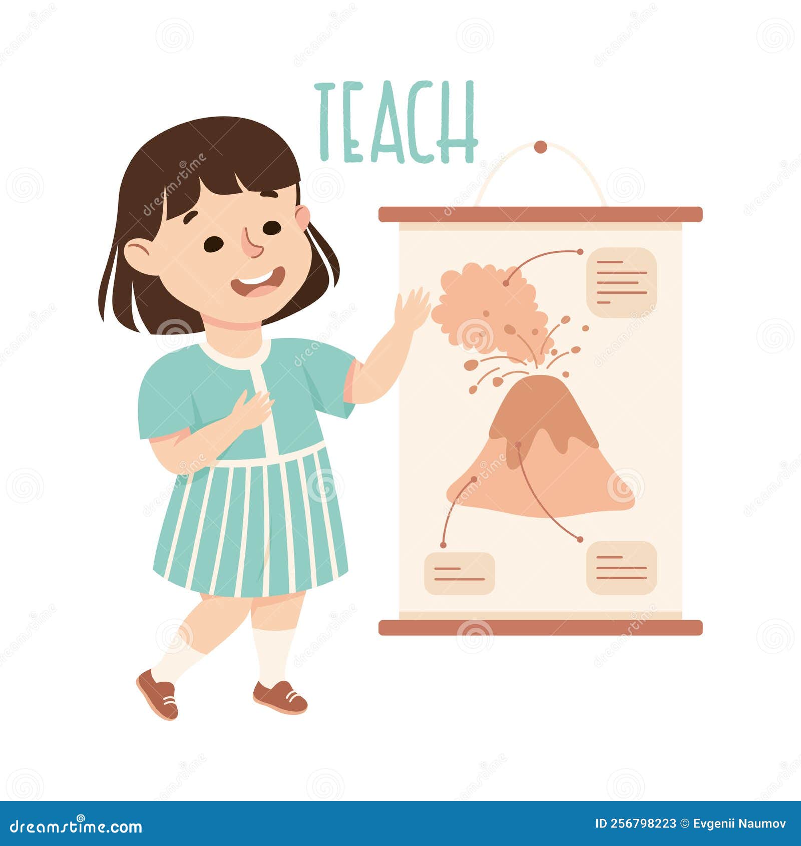 Little Girl Teaching Demonstrating Vocabulary And Verb Studying Vector ... Little Girl Teaching Demonstrating Vocabulary And Verb Studying Vector ...