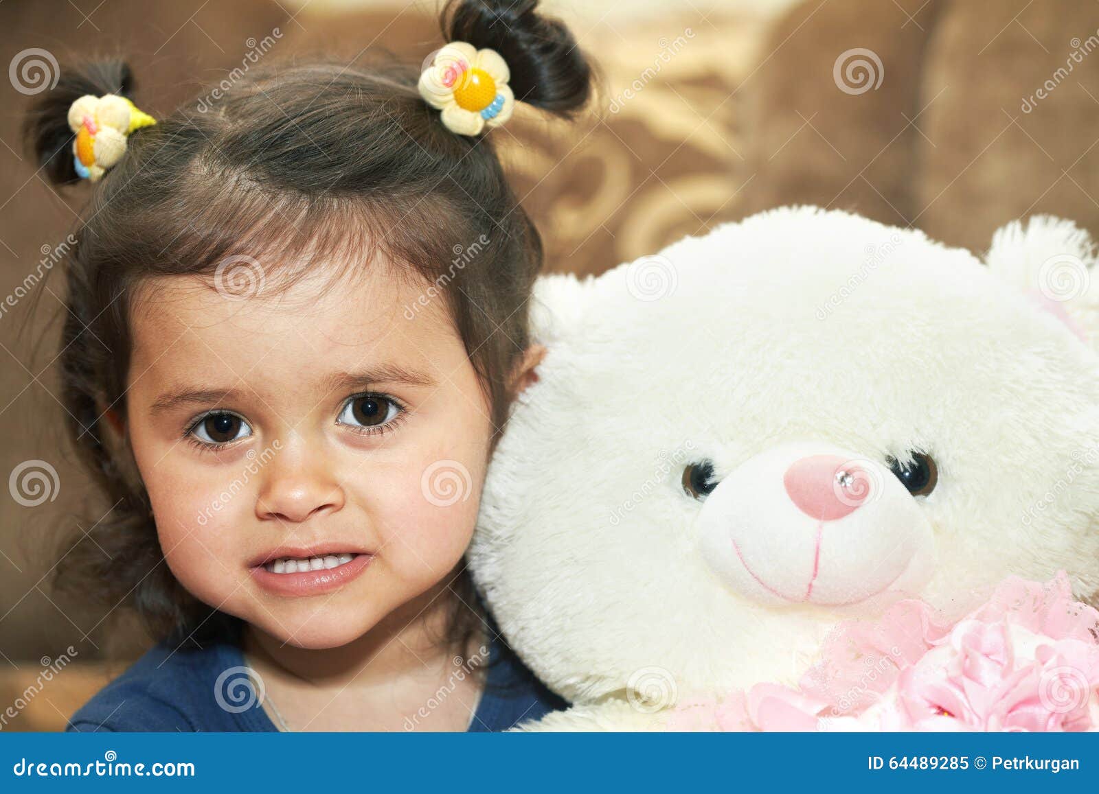 Little girl and teddy bear stock image. Image of girl - 64489285