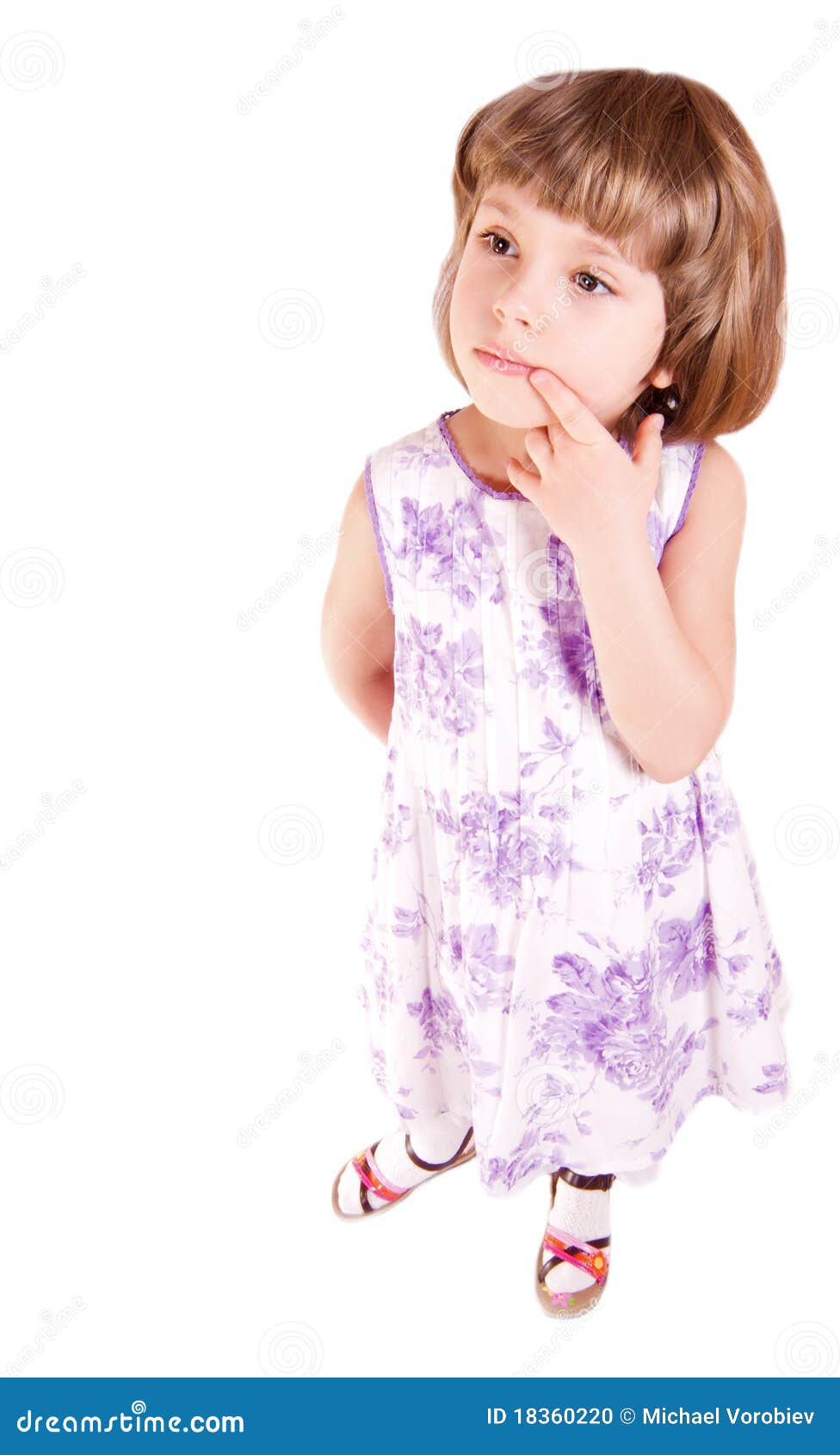 Little girl thinking stock photo. Image of nature, beauty - 18360220