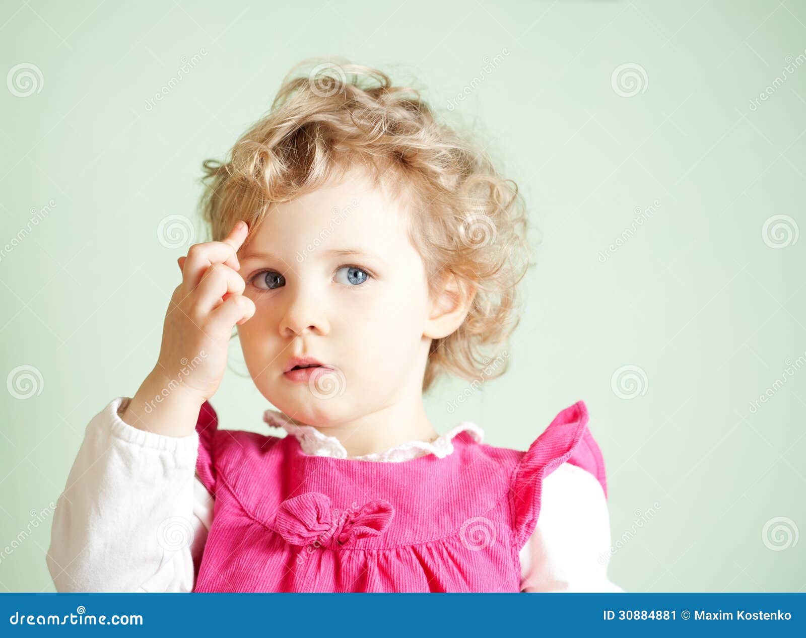 Little girl thinking stock image. Image of adorable, dream - 30884881