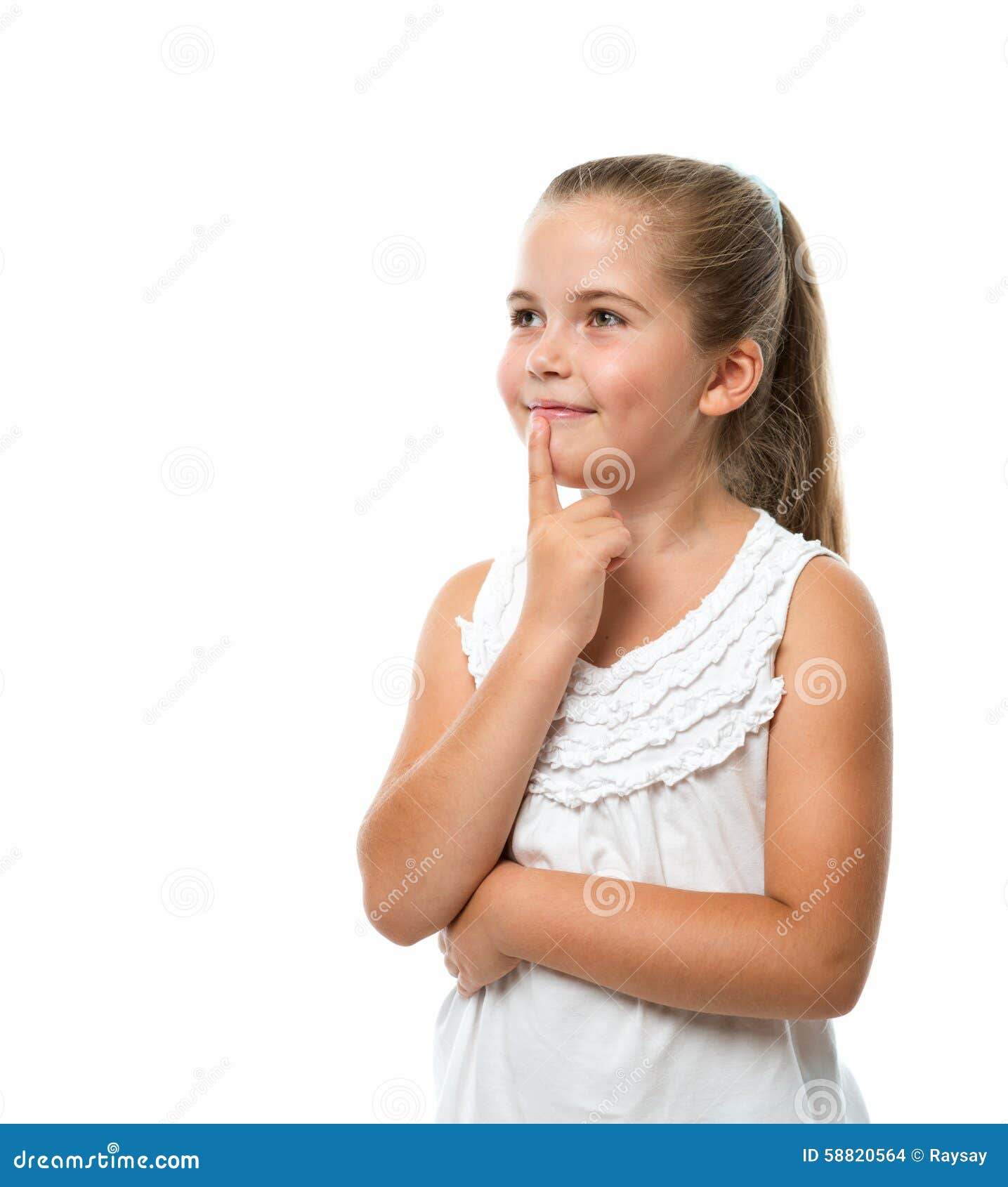 Little girl thinking stock photo. Image of portrait, little - 58820564