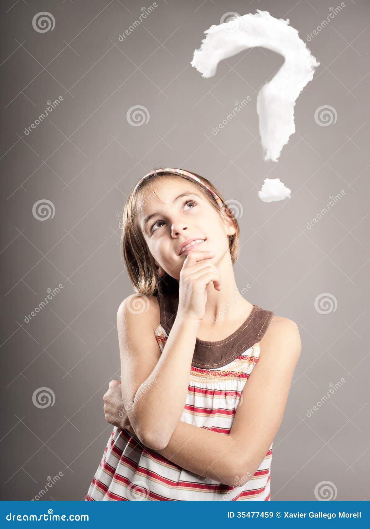 Little girl thinking stock image. Image of concept, hair - 35477459