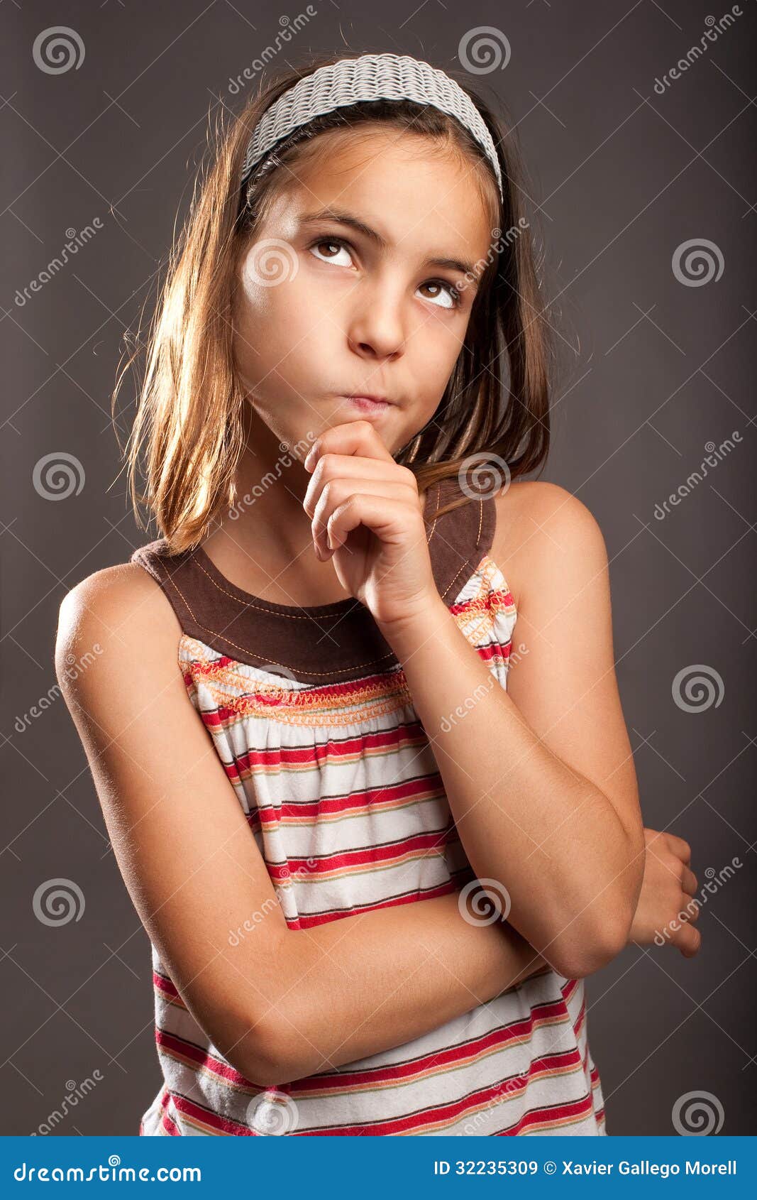 Little girl thinking stock image. Image of imagination - 32235309