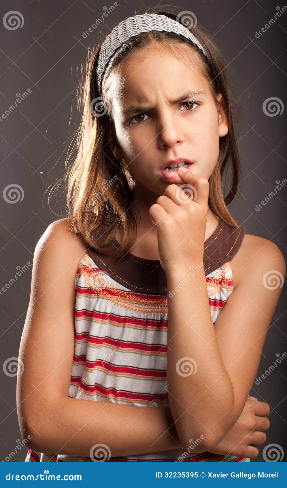 Little girl thinking stock image. Image of decisions - 32235395