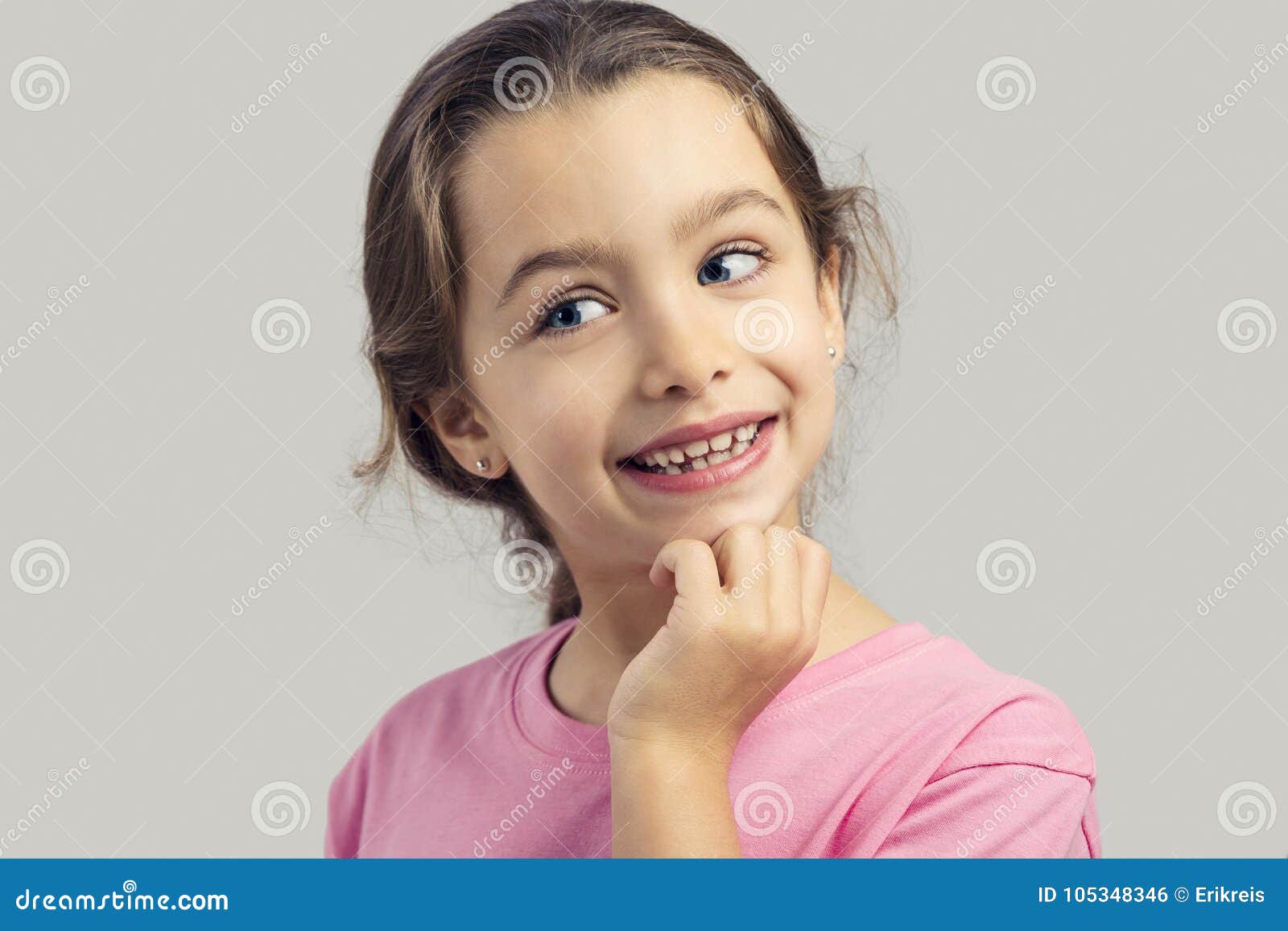 Little girl thinking stock photo. Image of people, female - 105348346
