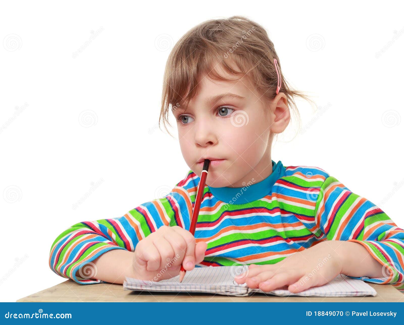 The Girl Thinks What Else To Draw Royalty-Free Stock Photography ...