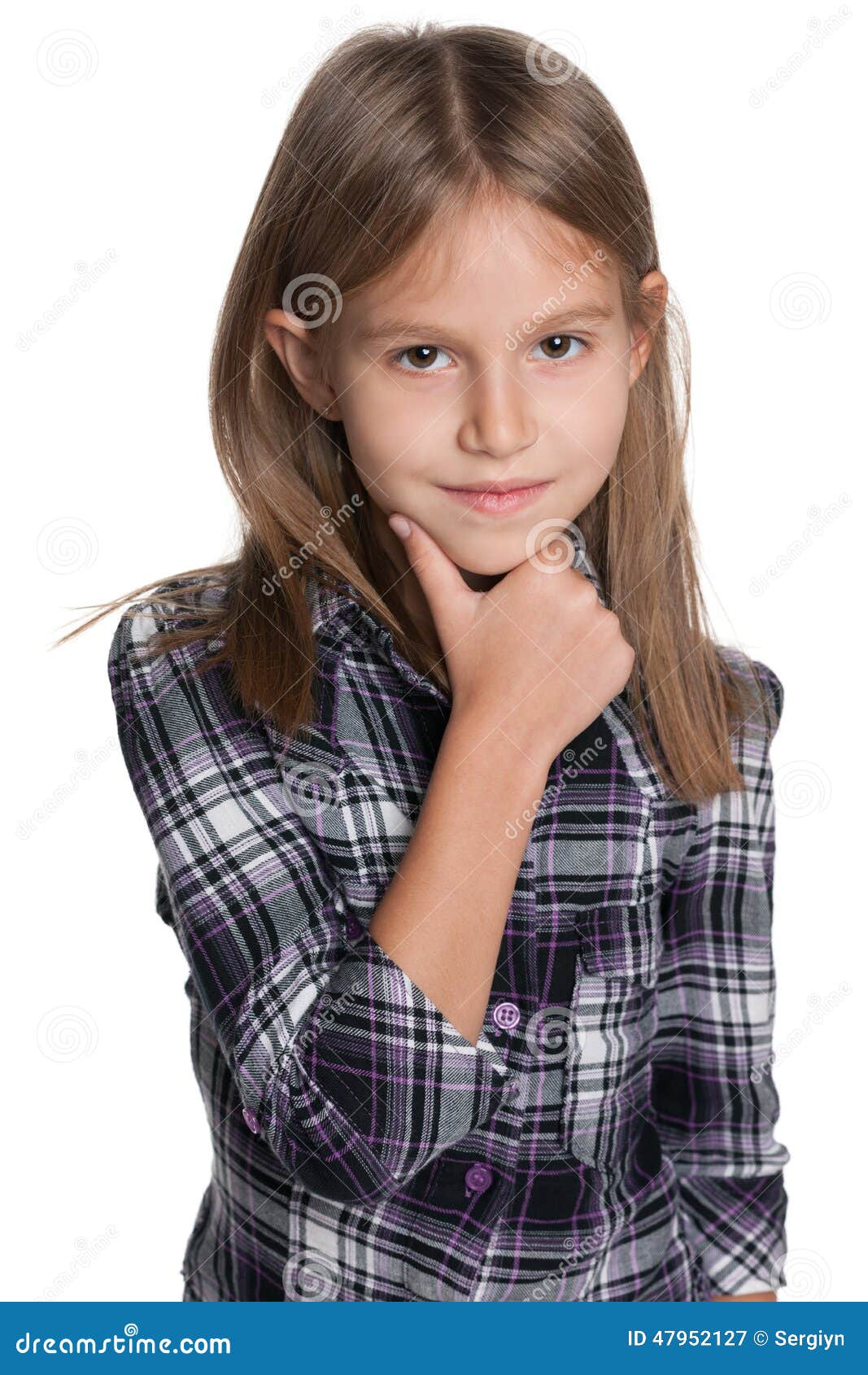 Little girl thinks stock image. Image of caucasian, positivity - 47952127