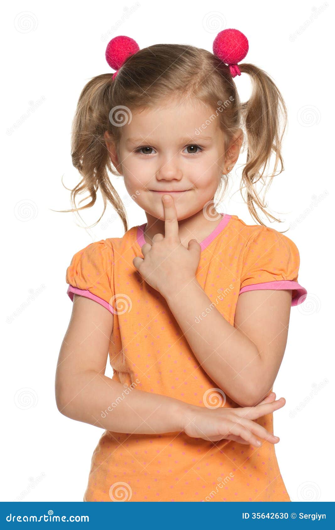 Little Girl Thinks about a Problem Stock Photo - Image of closeup ...