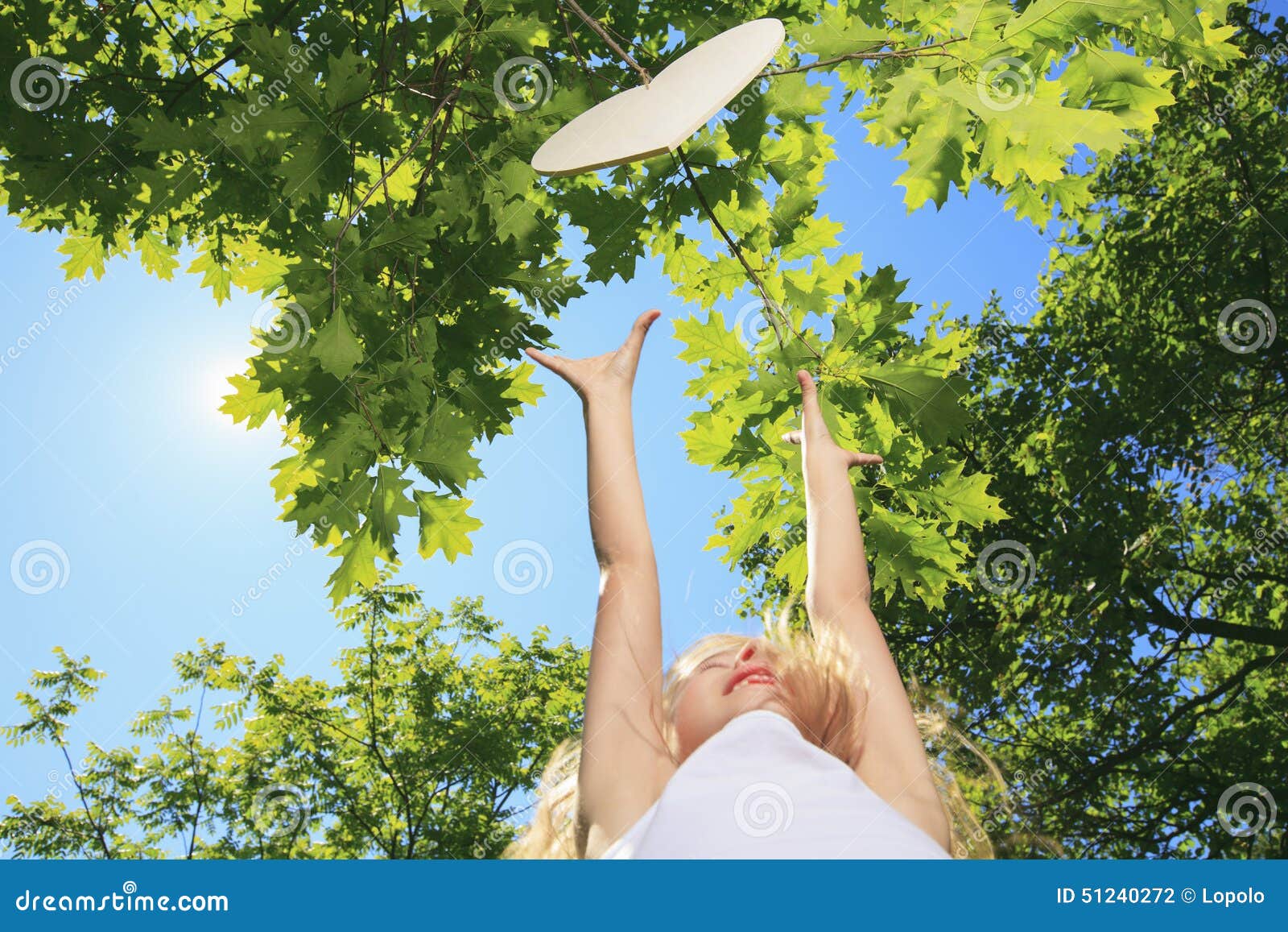 Little Girl Try To Catch Heart on a Tree Stock Photo - Image of playful ...