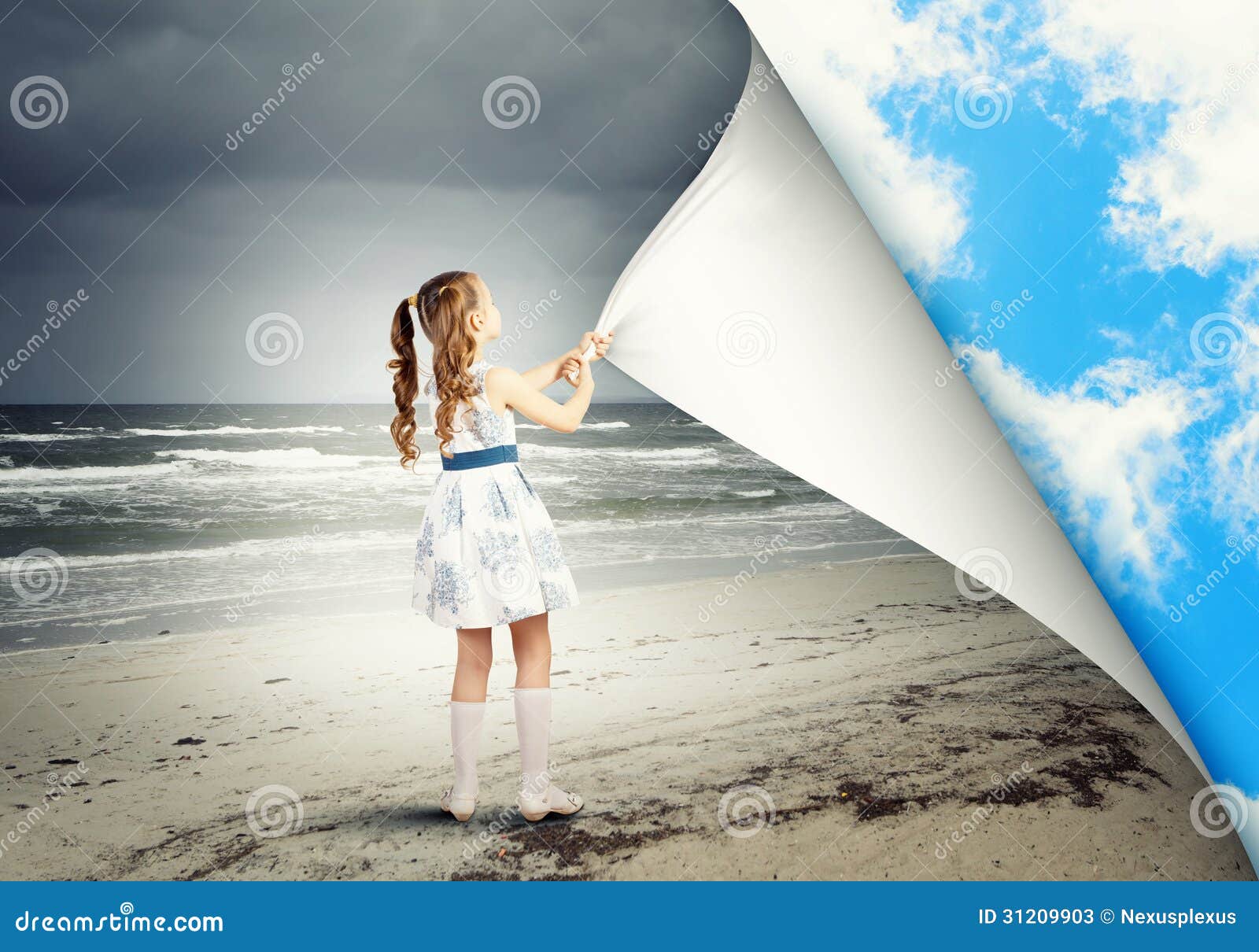 Little girl turning page stock image. Image of imagination - 31209903