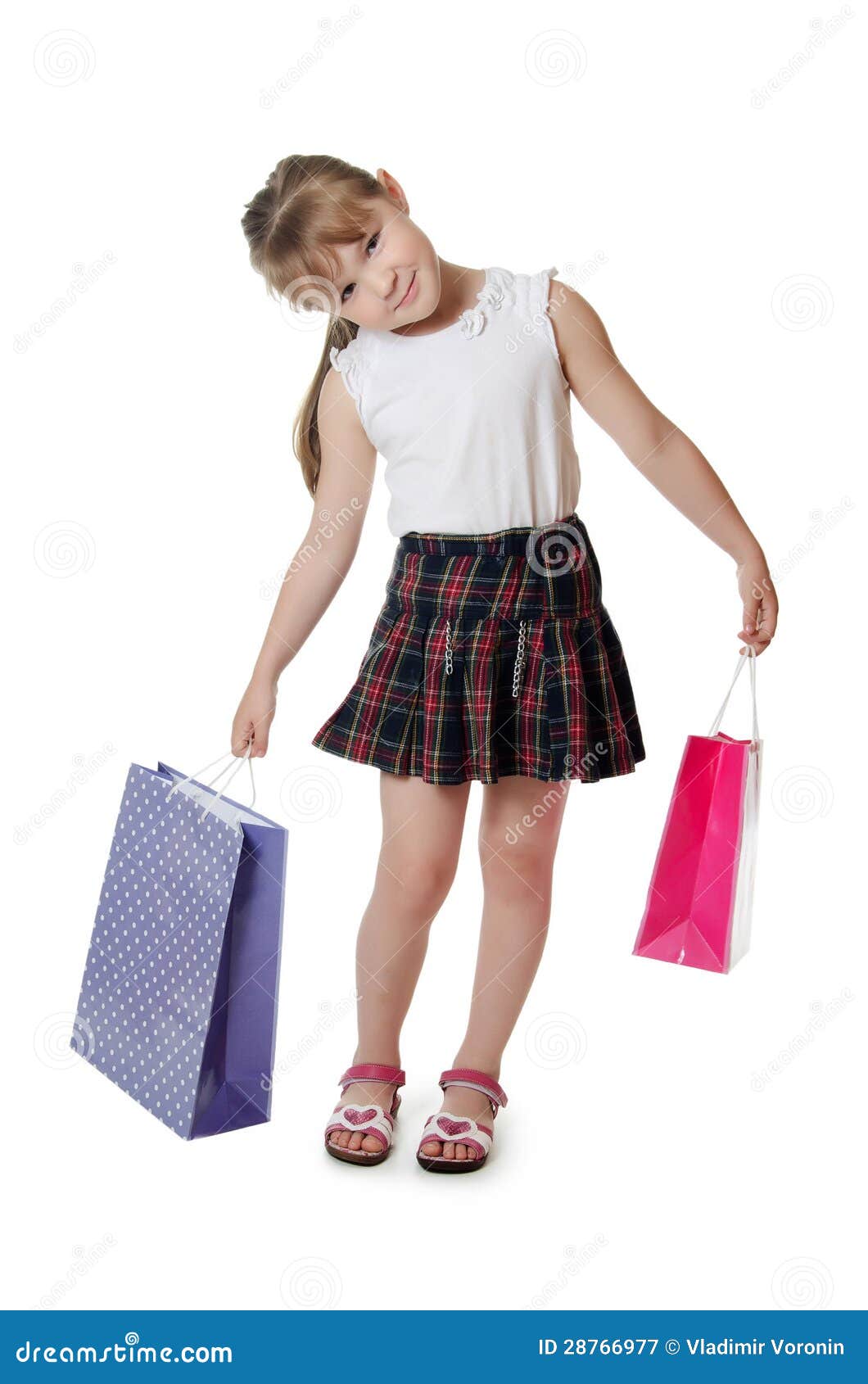 The Little Girl with a Two Packages Stock Image - Image of beautiful ...