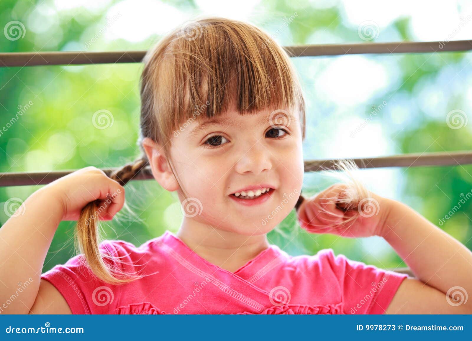 Little Girl with Two Plaits Stock Image - Image of colorful, caucasian ...