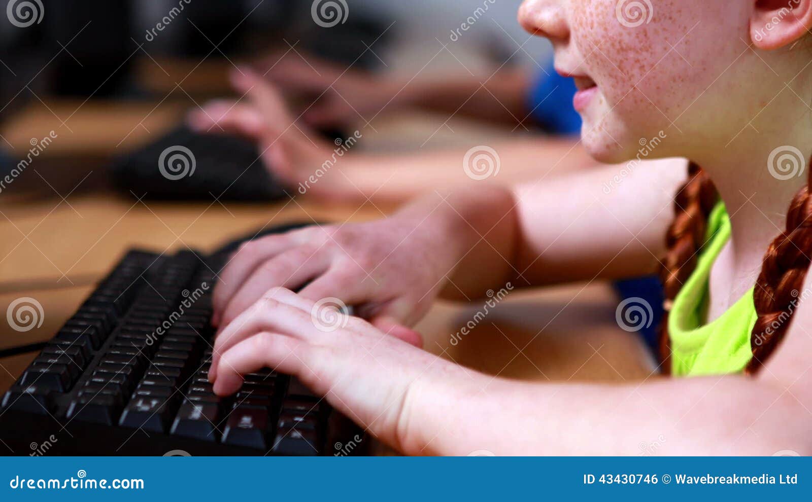 Little Girl Typing on Keyboard and Smiling at Camera Stock Footage ...