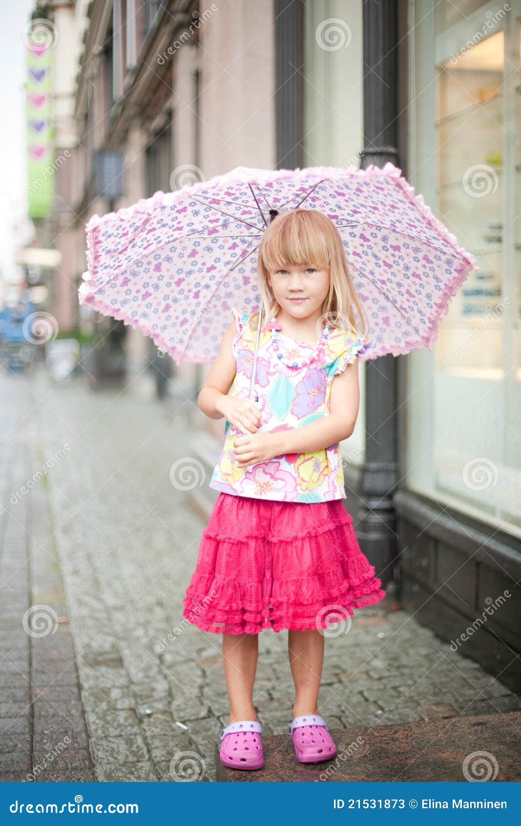 Little girl with umbrella stock image. Image of adorable - 21531873