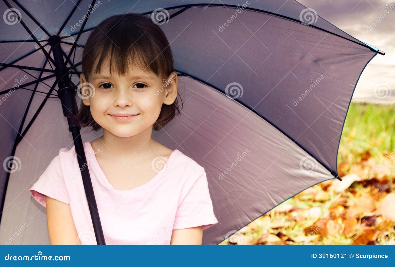 Little girl under umbrella stock image. Image of cheerful - 39160121