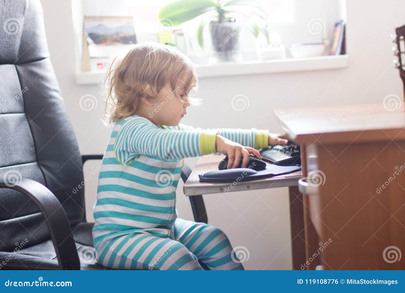 Little Girl Using Computer stock photo. Image of little - 119108776