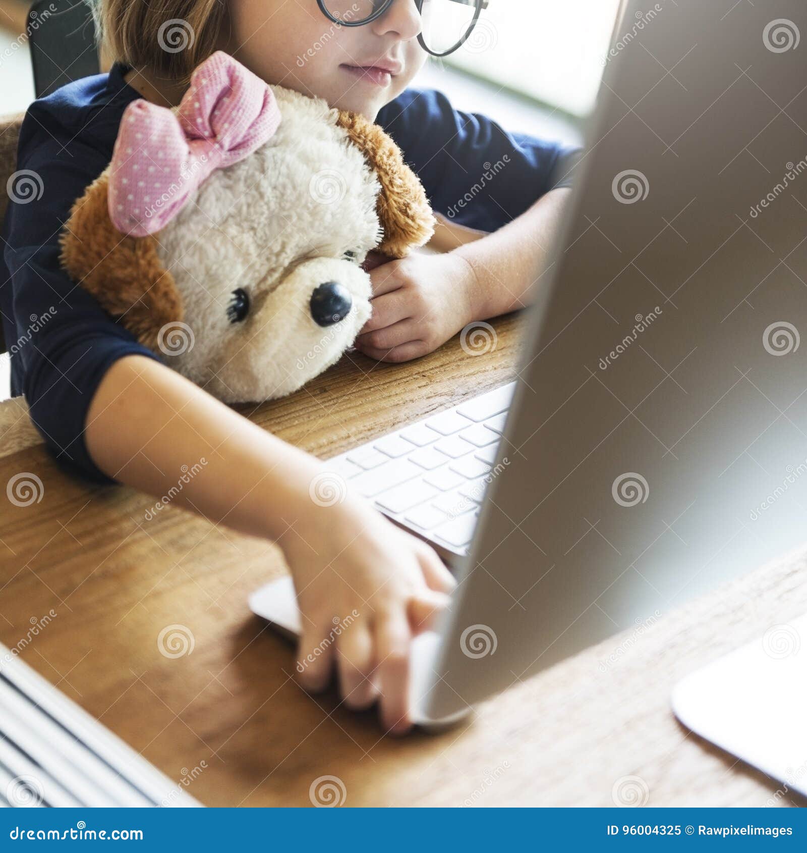 Little Girl Using Computer Concept Stock Image - Image of network ...