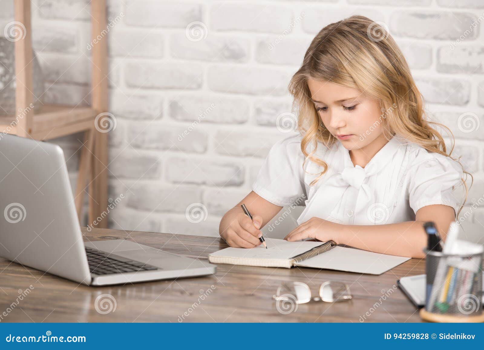 Little Girl Using Digital Device Modern Technology Stock Photo - Image ...