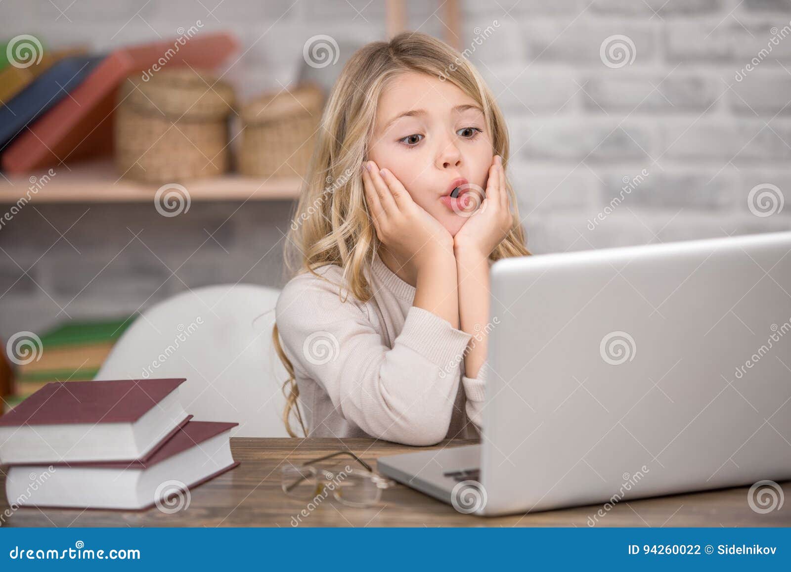 Little Girl Using Digital Device Modern Technology Stock Photo - Image ...