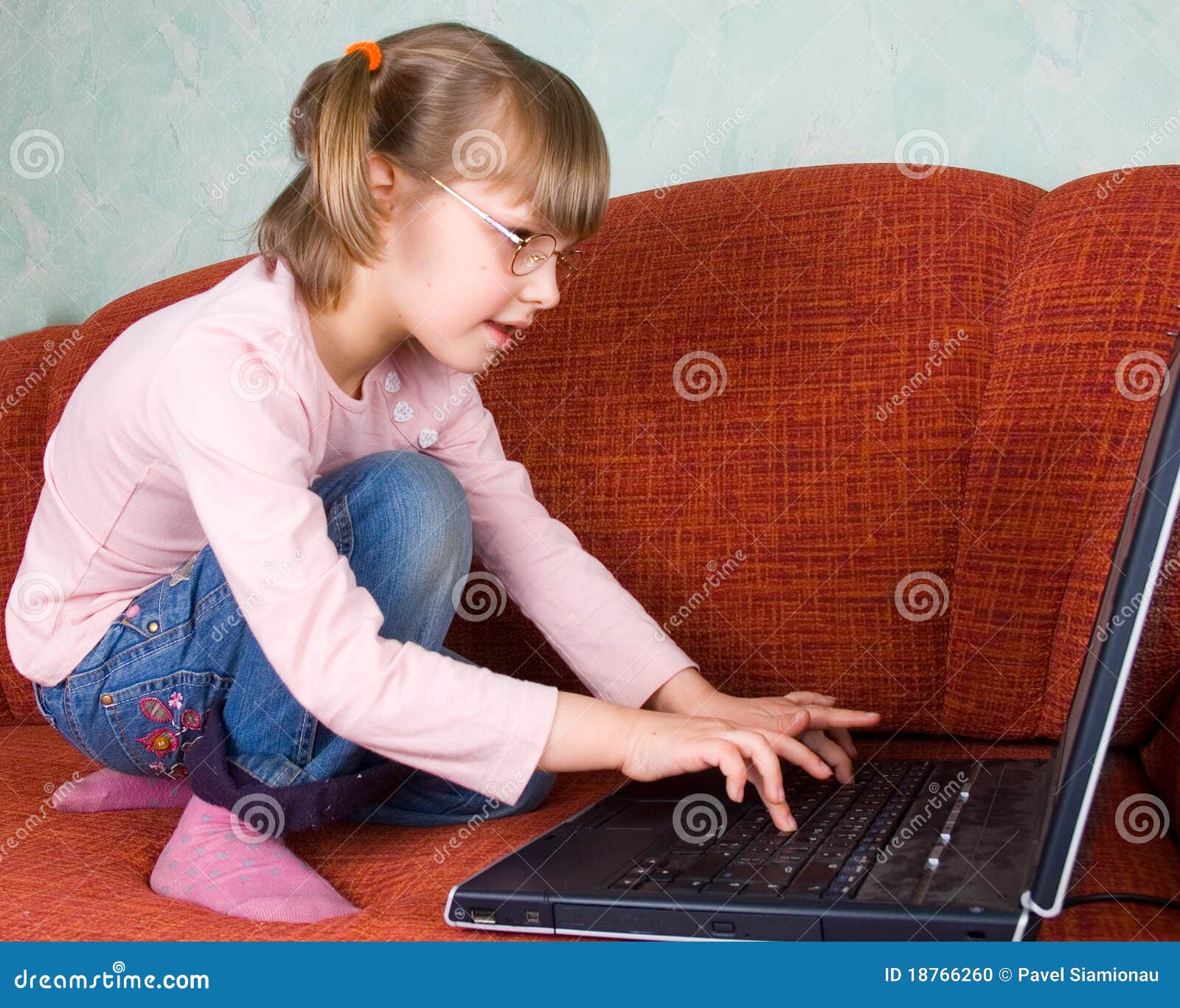 Little girl using laptop stock photo. Image of discussion - 18766260