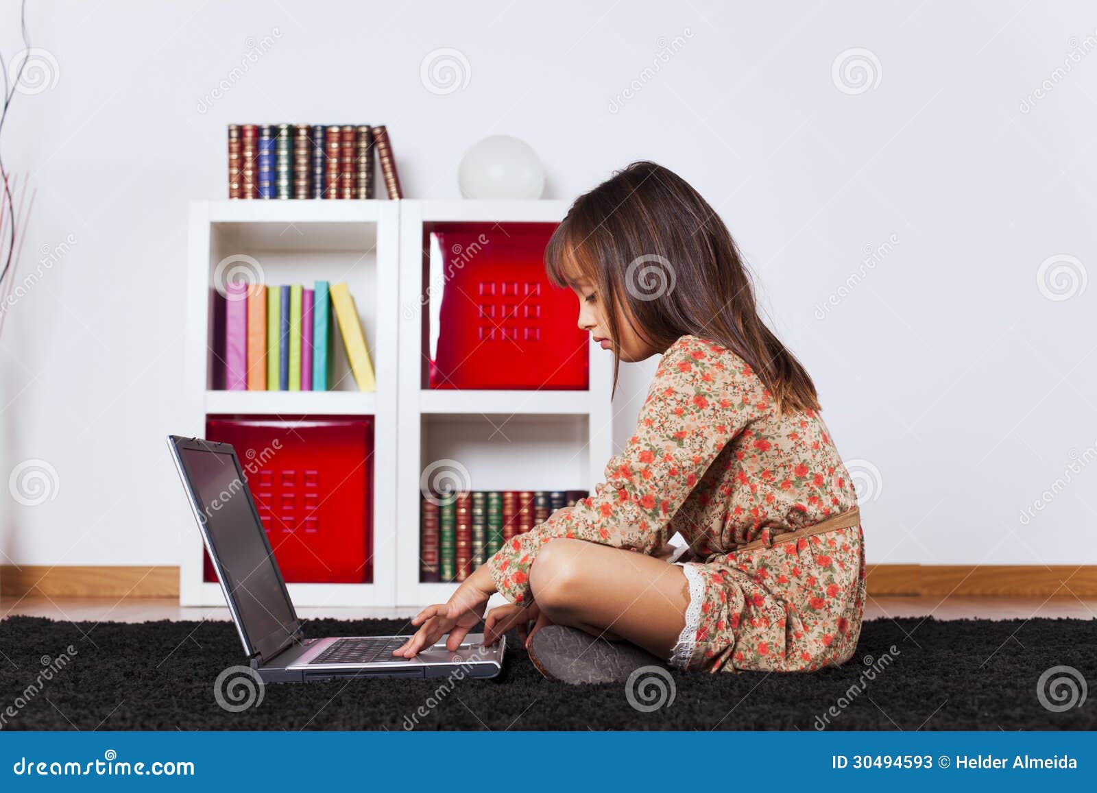 Little Girl Using a Laptop Computer Stock Image - Image of concept ...