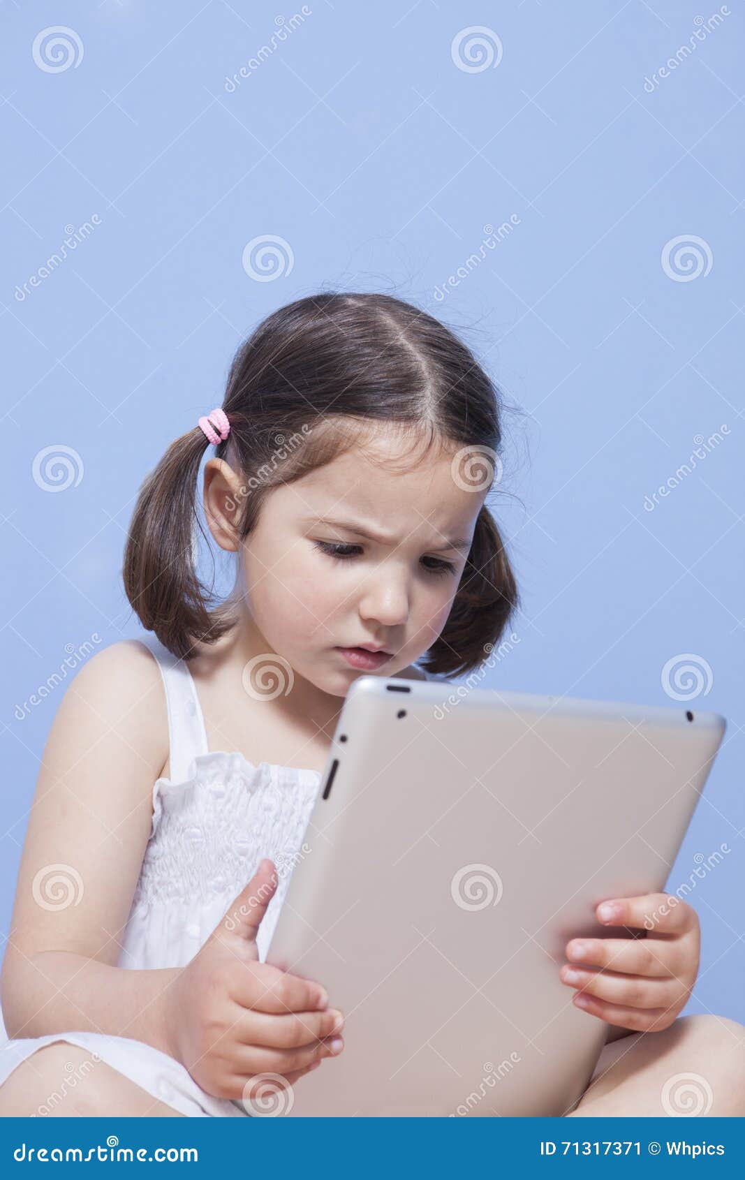 Little Girl Using Tablet Computer Stock Image - Image of adorable ...