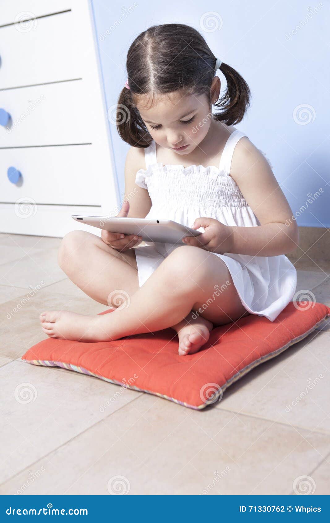 Little Girl Using Tablet Computer Stock Photo - Image of adorable ...