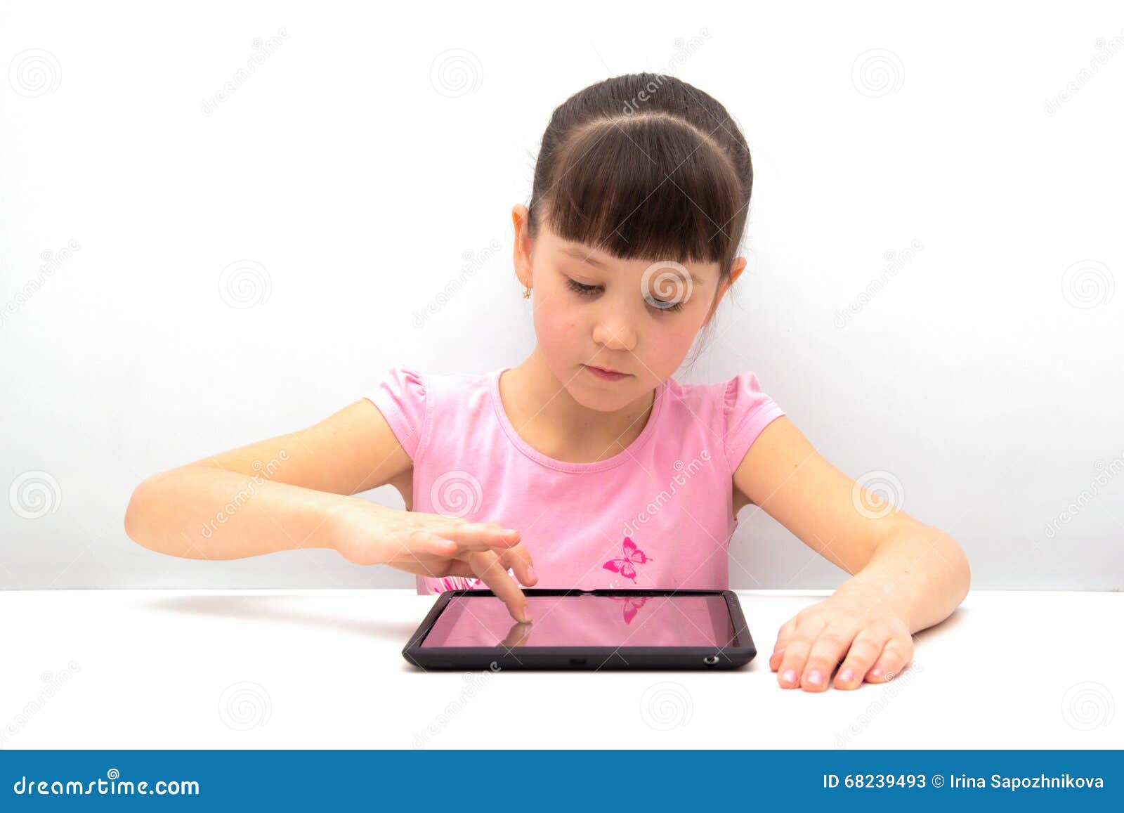 Little Girl Using a Tablet Pc Stock Image - Image of childhood ...