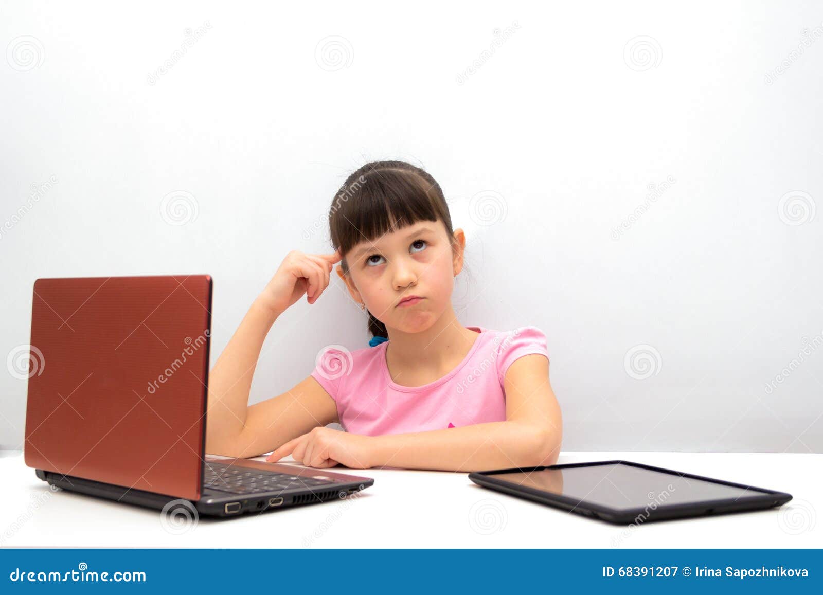 Little Girl Using a Tablet Pc Stock Image - Image of digital, home ...