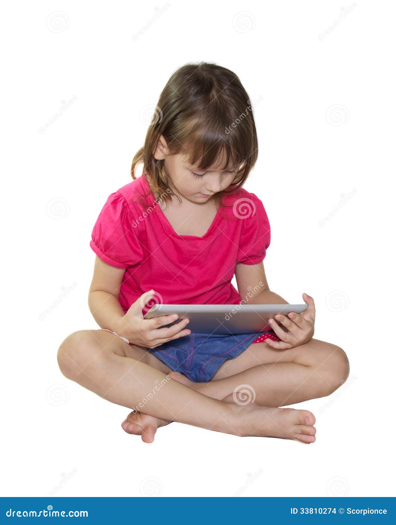 Little girl using tablet stock photo. Image of childhood - 33810274