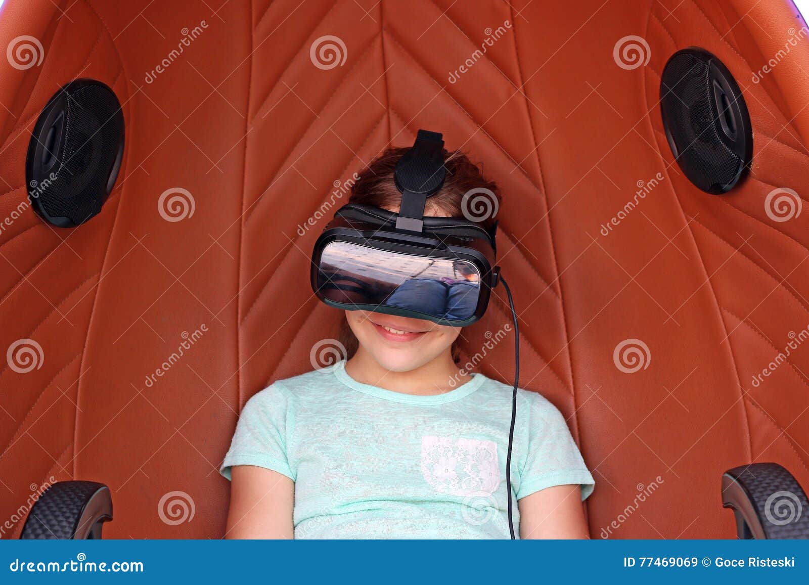 Little Girl with Virtual Reality Headset Stock Image - Image of smile ...