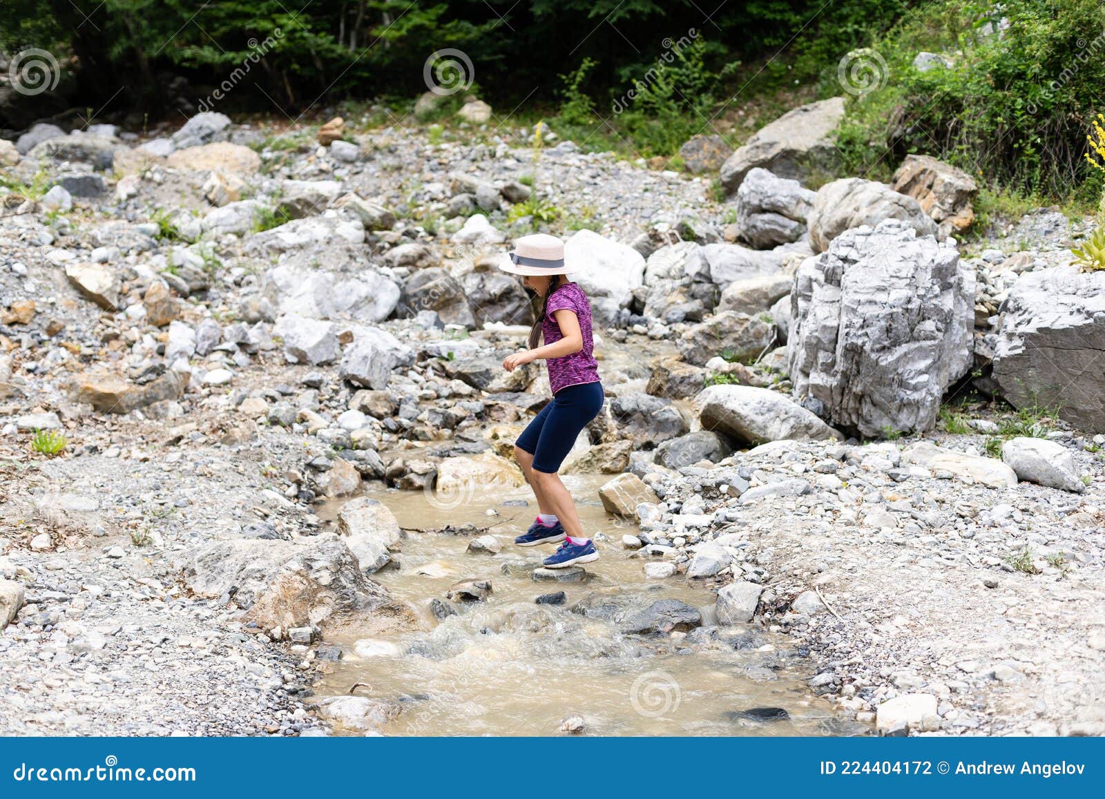 Little Girl Wade Across the River Stock Photo - Image of together ...
