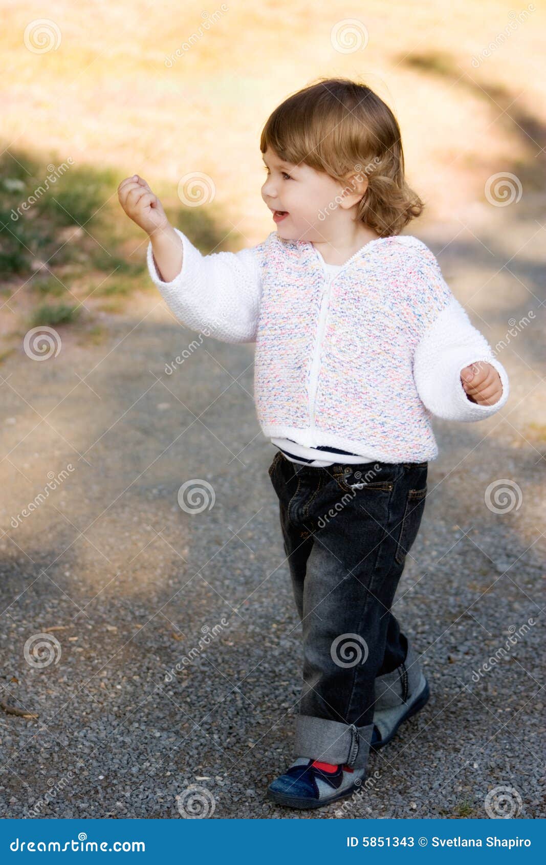 Little Girl Walking stock image. Image of evening, holding - 5851343